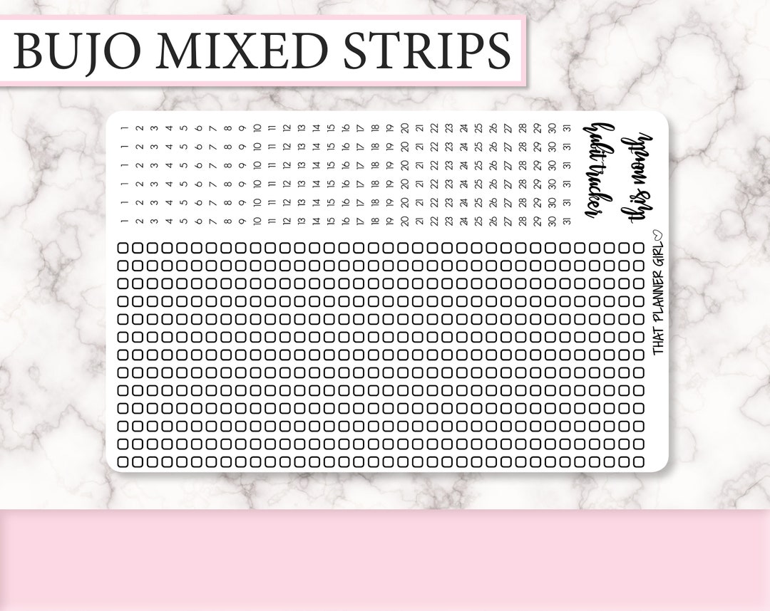 Bullet Journal Number and Checklist Strips Simple, Black, Perfect for ...