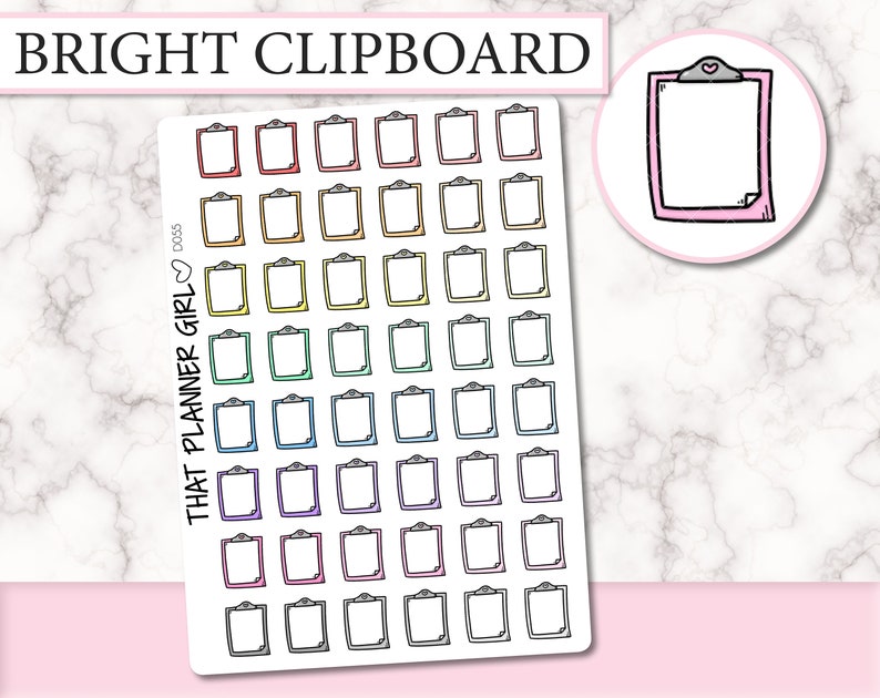 Clipboard Doodle Sticker Cute Stickers to Mark Study Time / - Etsy