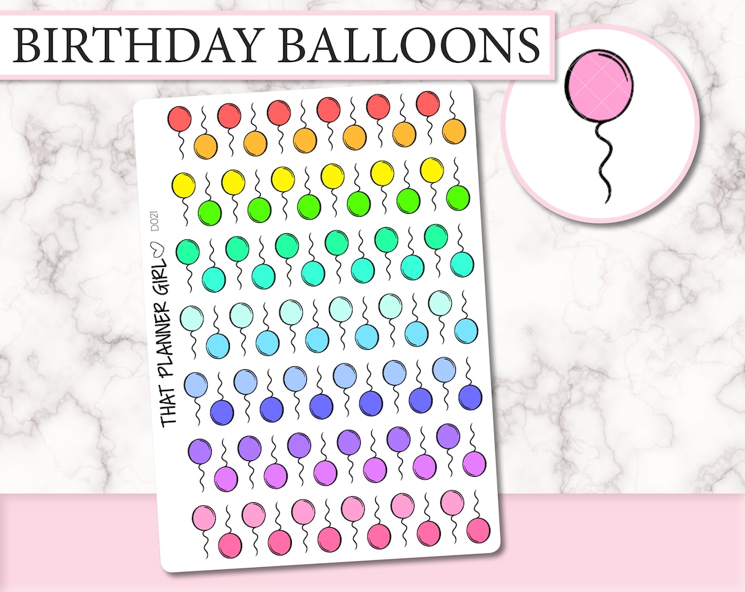 Birthday Balloon Stickers Perfect for the Standard EC or Plum - Etsy