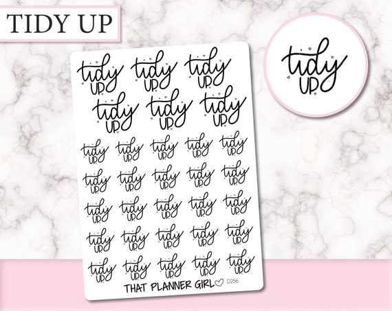 Tidy up Script Stickers Perfect for Cleaning Tidying | Etsy