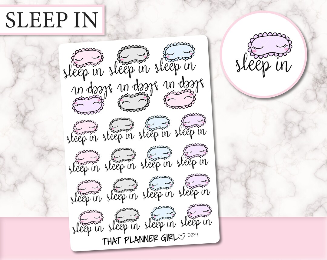 Sleep in Sleep Mask Sticker Cute Stickers to Mark Lazy Mornings or ...