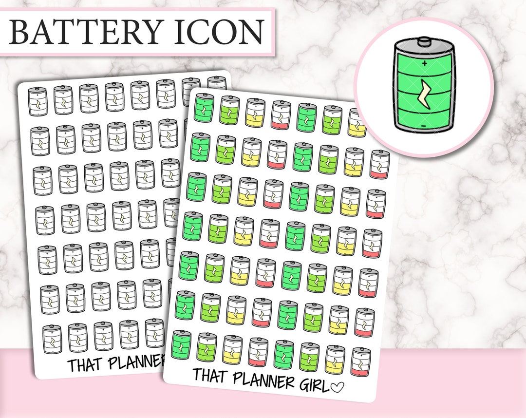 Battery Icon Sticker Cute Stickers to Mark Daily Energy Levels Chronic ...