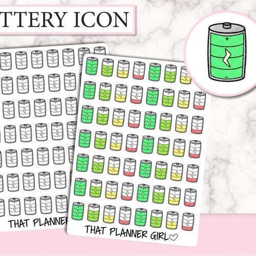 Battery Icon Sticker Cute Stickers to Mark Daily Energy | Etsy