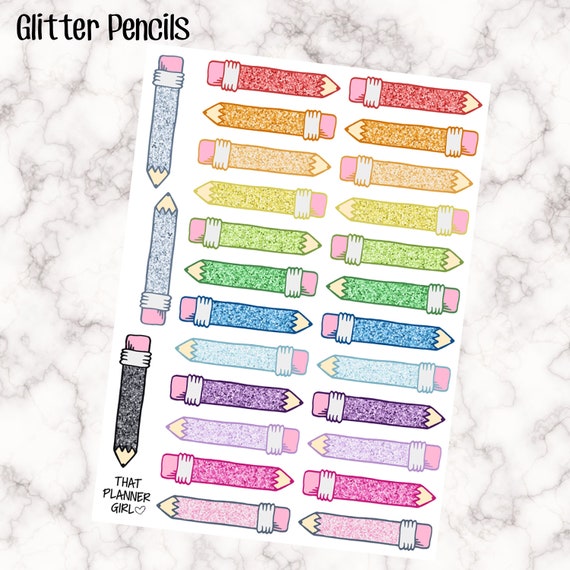 Glitter Pencils Cute and perfect for study. school or uni | Etsy