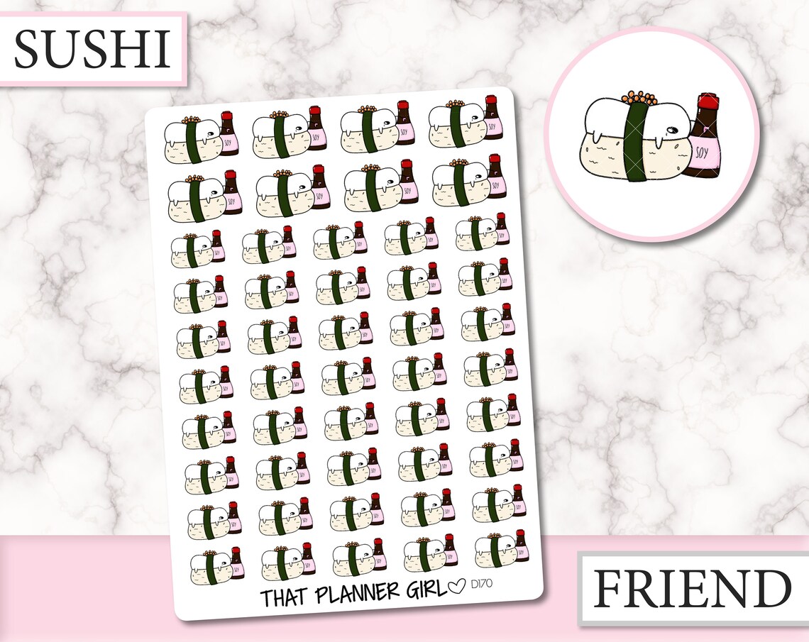 Friend Loves Sushi Cute Hand Drawn Original Character - Etsy