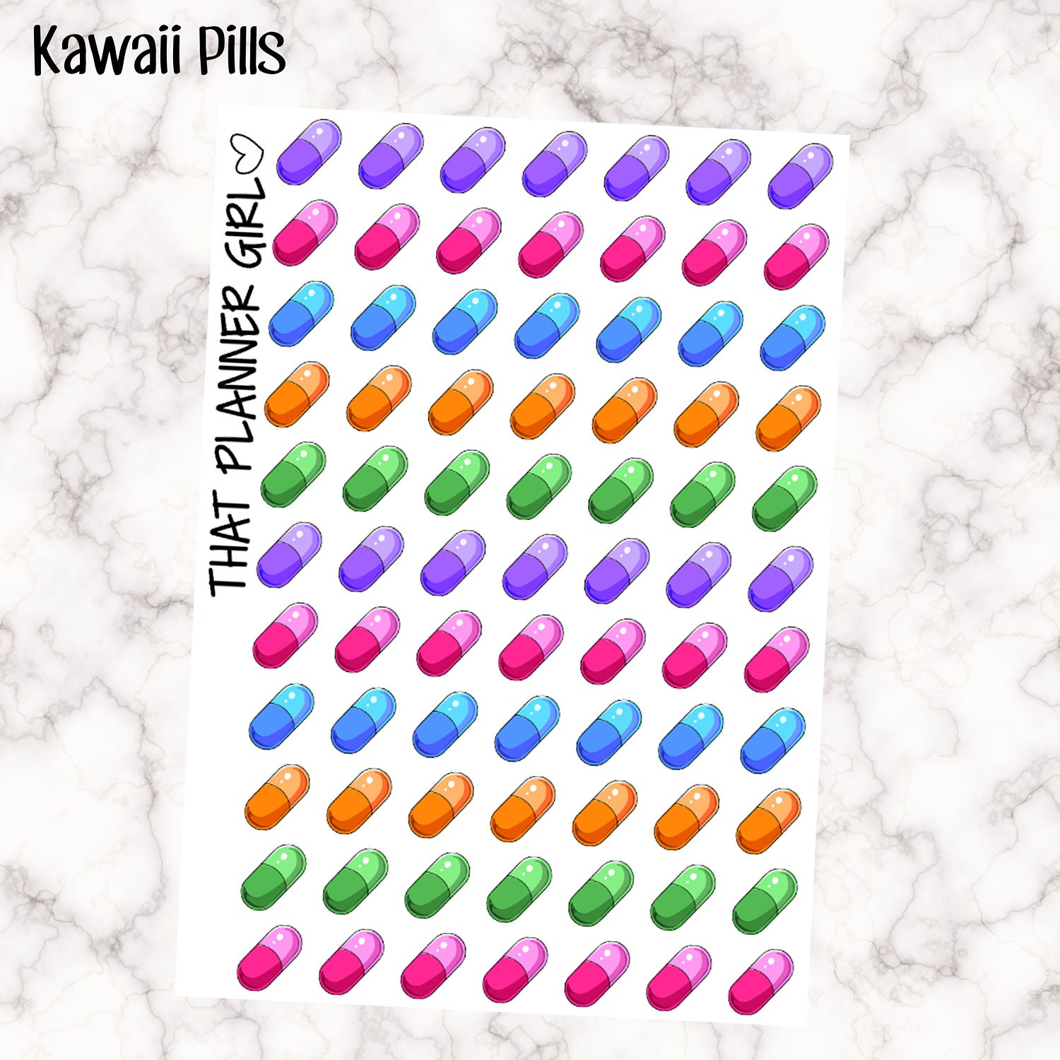 Kawaii Rainbow Pills / medication Icons Multi Colour | Etsy