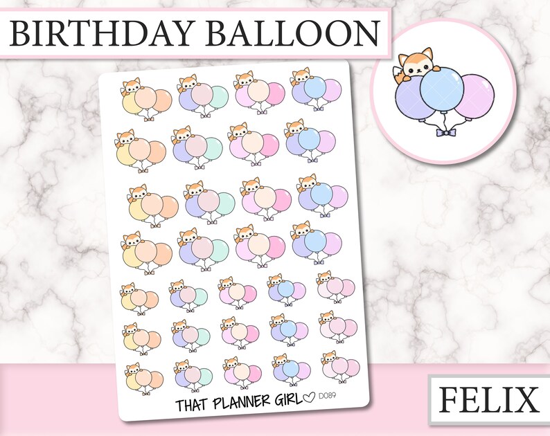 Felix Birthday Balloon Stickers Perfect for Marking - Etsy