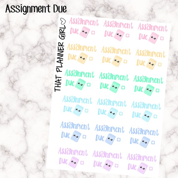 Assignment Due Cute and perfect for study or uni for your | Etsy