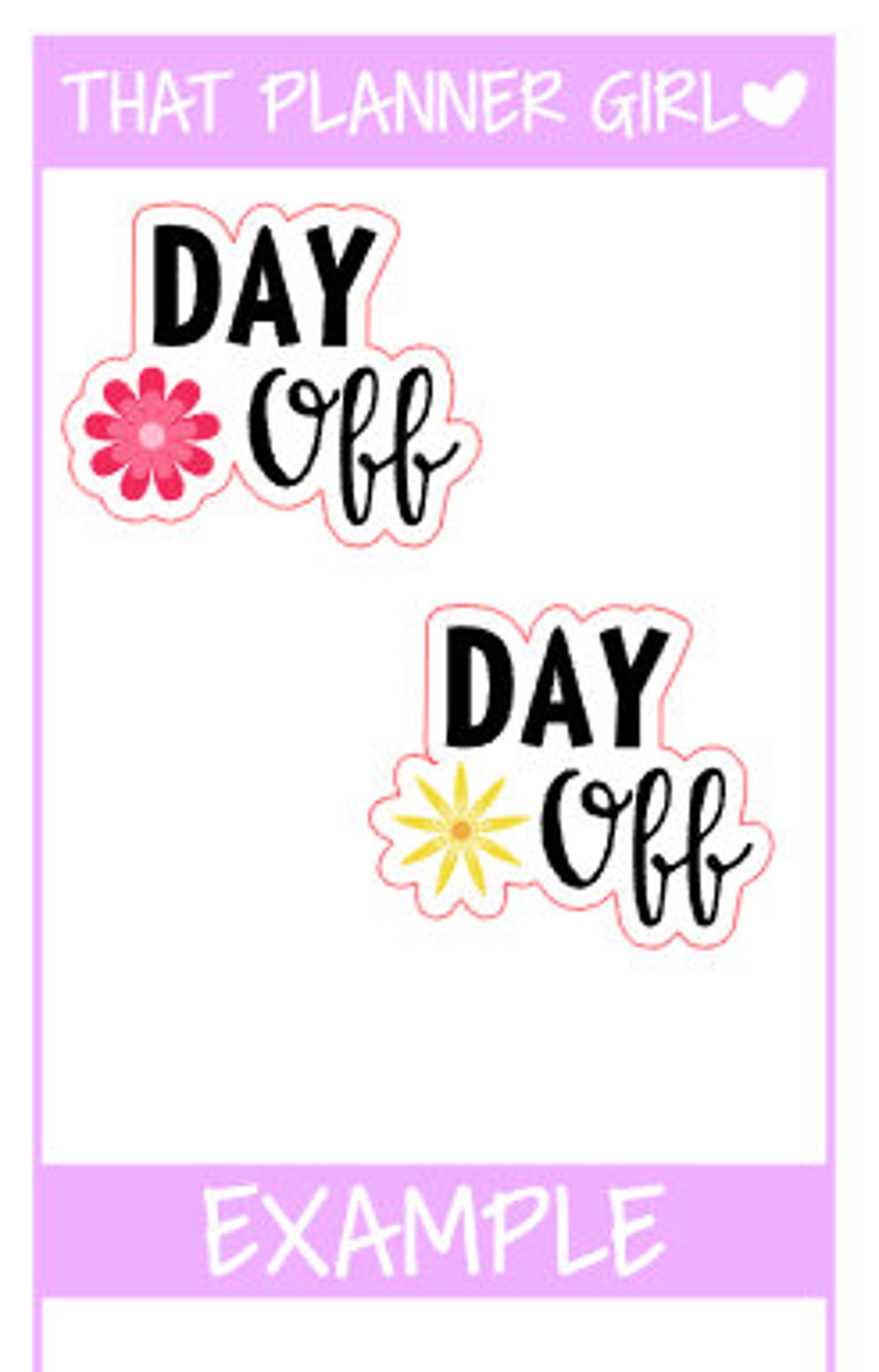 Day off Stickers Floral With Pretty Lettering 28 Stickers | Etsy