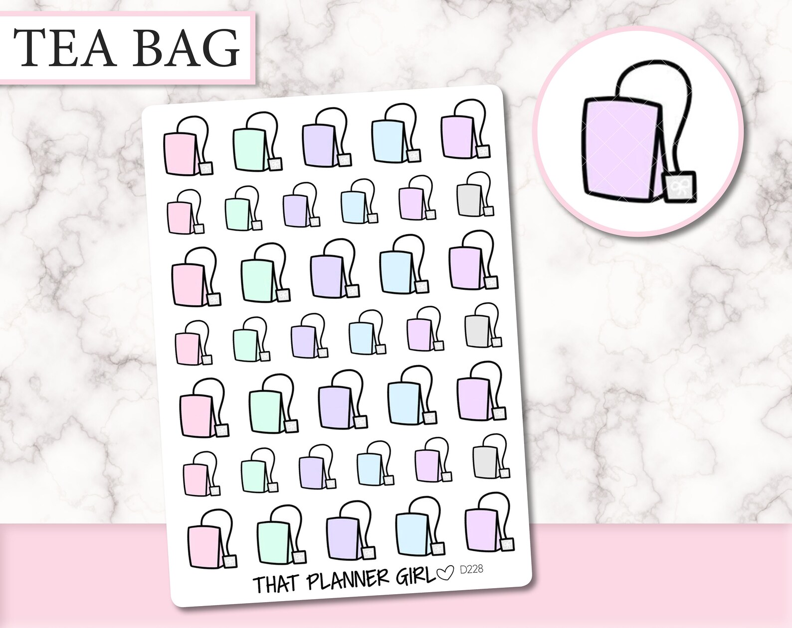 Pastel Tea Bag Stickers Perfect for Marking Tea Time - Etsy