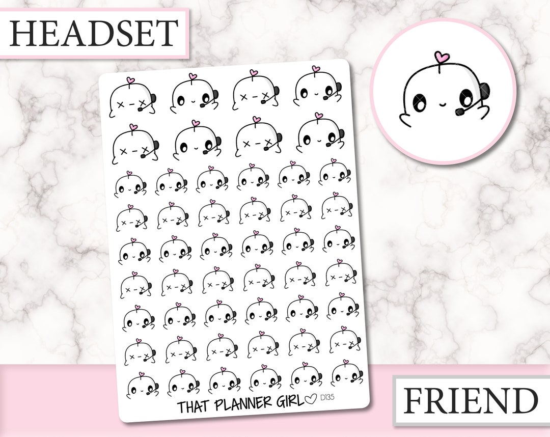 Friend and Head Set Doodle Sticker Perfect for Gaming / Office Work ...