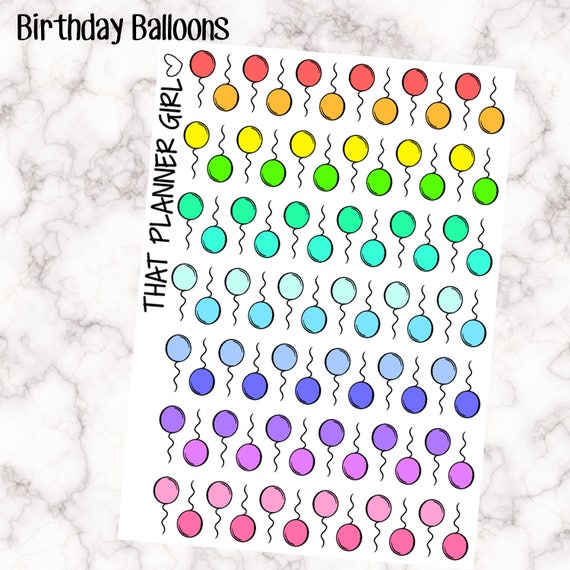 Birthday Balloon Stickers Perfect for the Standard EC or Plum | Etsy