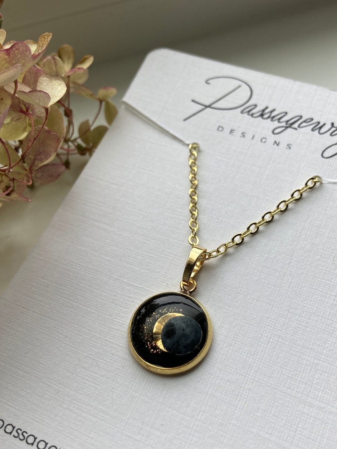 Solar Eclipse Necklace, Solar Eclipse Pendant, Handmade, Sun, Moon ...