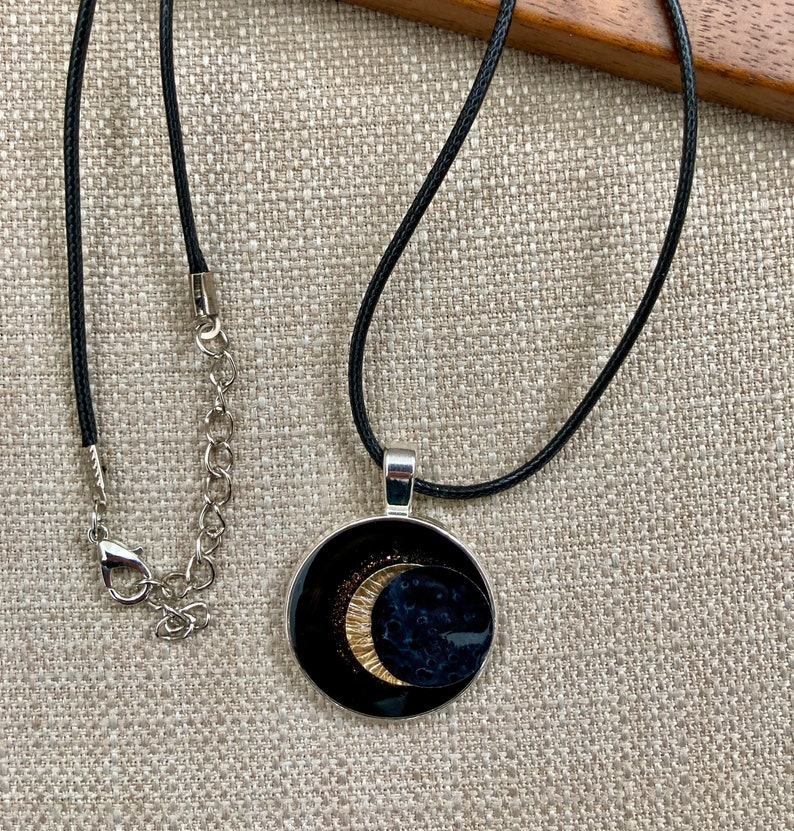 Solar Eclipse Necklace, Solar Eclipse Pendant, Handmade, Sun, Moon, 1820 Adjustable Cord - Etsy
