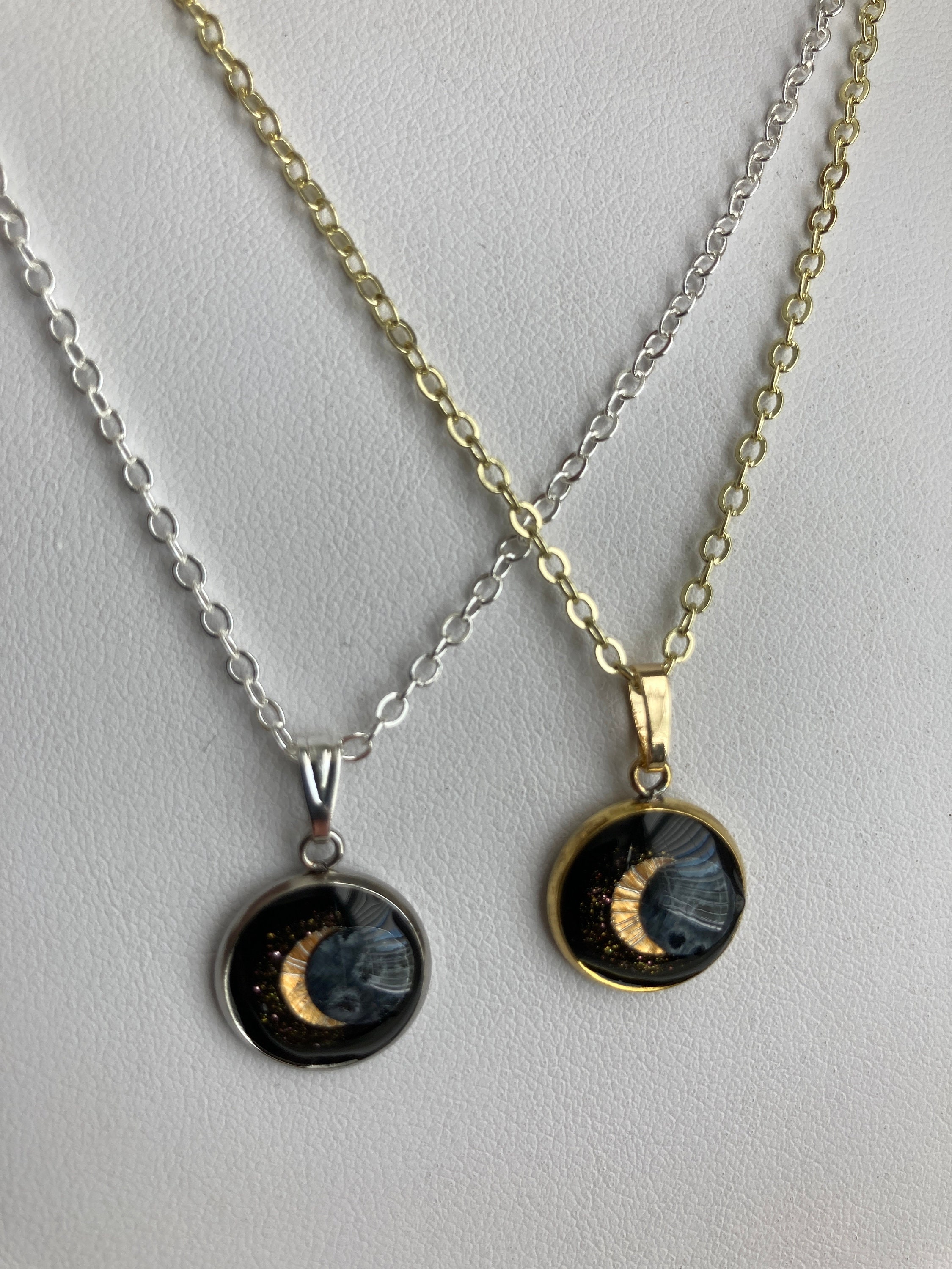 Solar Eclipse Necklace, Solar Eclipse Pendant, Handmade, Sun, Moon ...