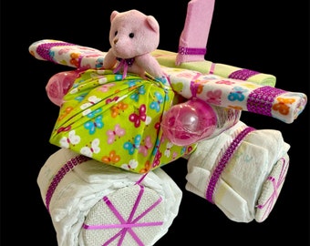 Otter Aviator Blue Red Airplane Flying Adventure Mini Diaper Cake Baby ...