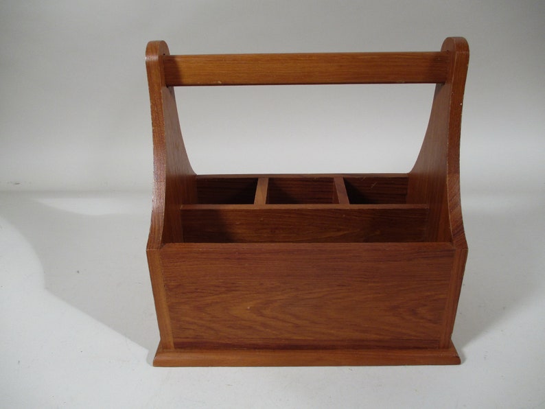 Vintage Danish Modern Dolphin Dansk Era Teak Wood Utensil Craft Box ...