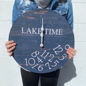 Lake Time Whatever Clock Lake Time Clock Navy Blue Clock - Etsy