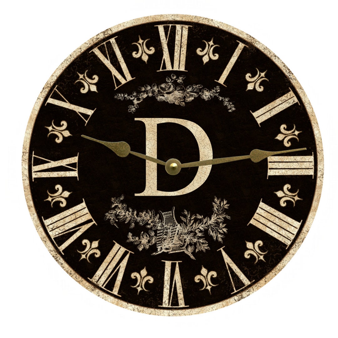 Custom Monogram Clock- Black - Etsy