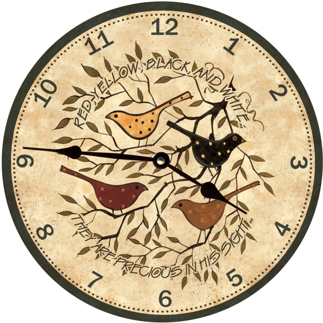 Bird Clock- Religious Folk Birds Clock - Etsy
