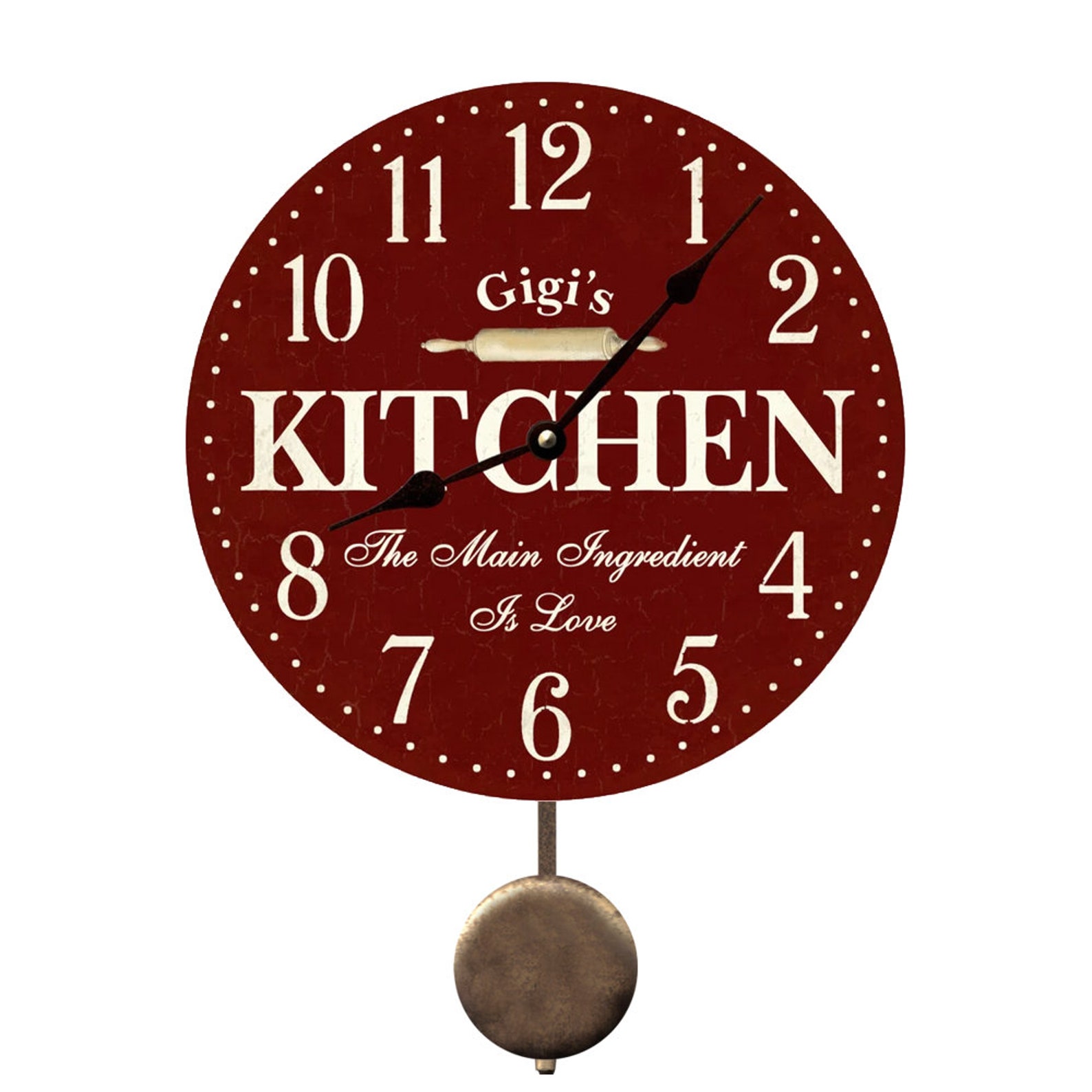 Red Kitchen Clock- Personalized Red Clock - Etsy