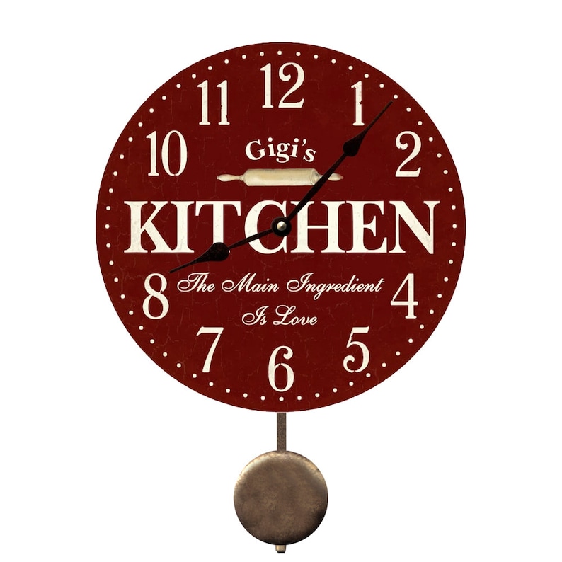 Red Kitchen Clock- Personalized Red Clock - Etsy