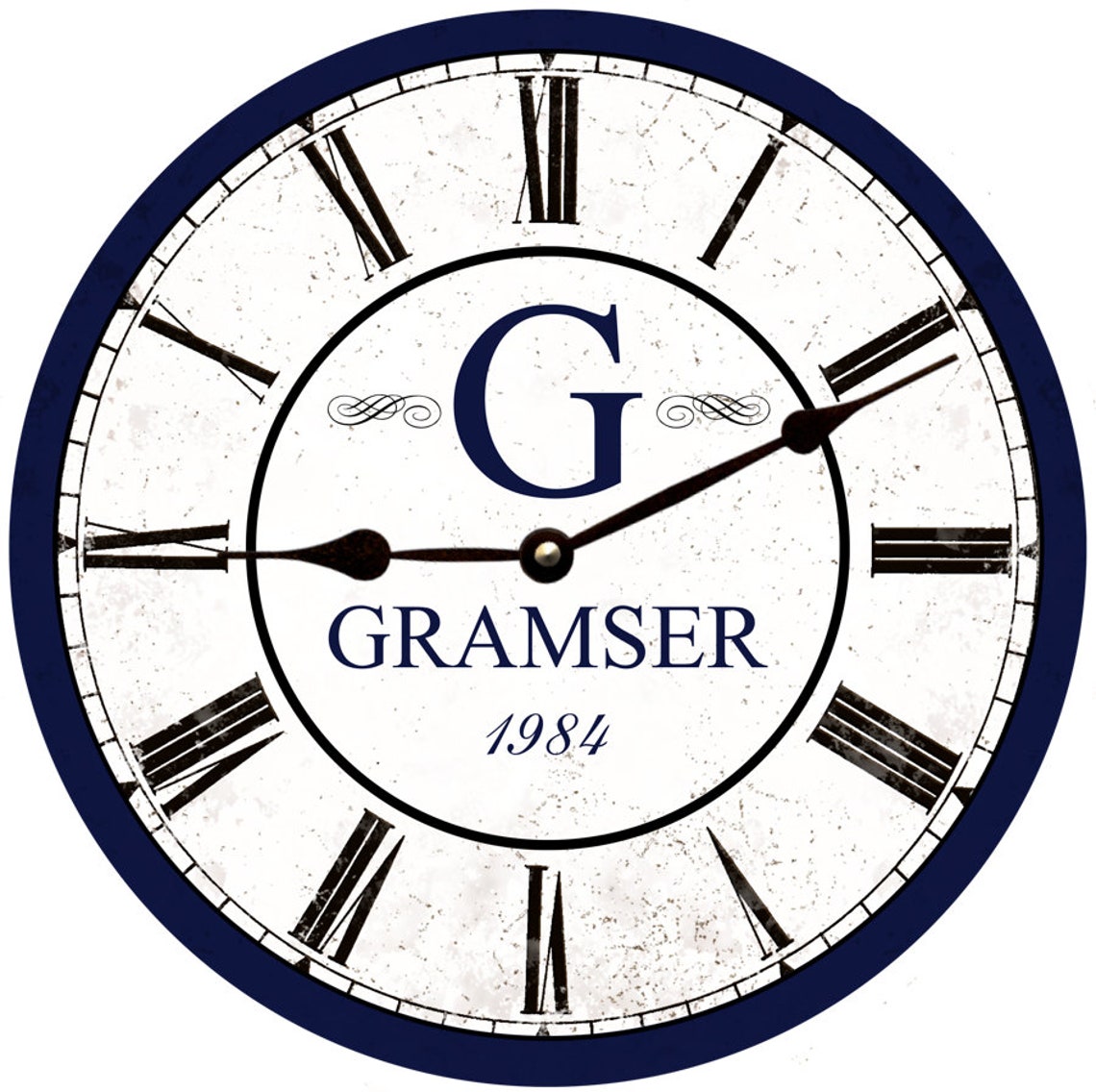 Blue Monogram Clock Navy Blue Clock - Etsy