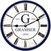 Blue Monogram Clock Navy Blue Clock - Etsy