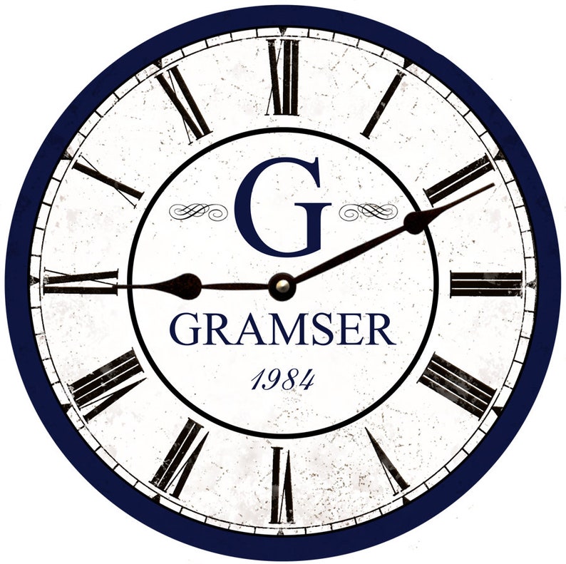 Blue Monogram Clock Navy Blue Clock - Etsy