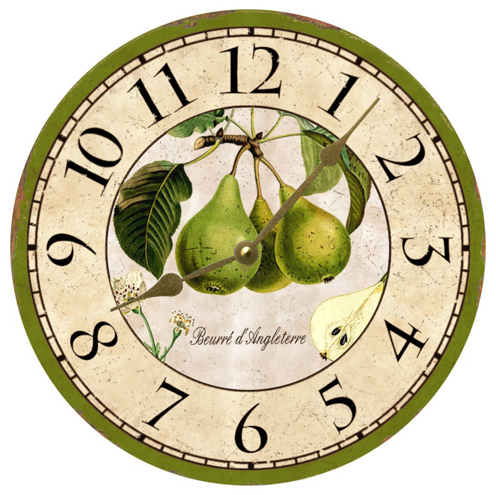 Green Pears Clock French Pears Clock - Etsy