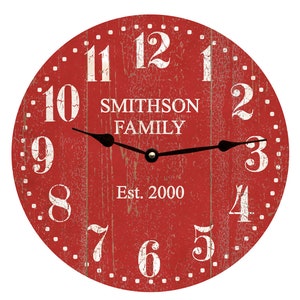 Personalized Red Clock- Barn Red Clock - Etsy