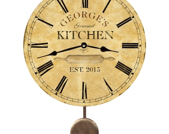 Personalized White Kitchen Clock Kitchen Pendulum Clock | Etsy