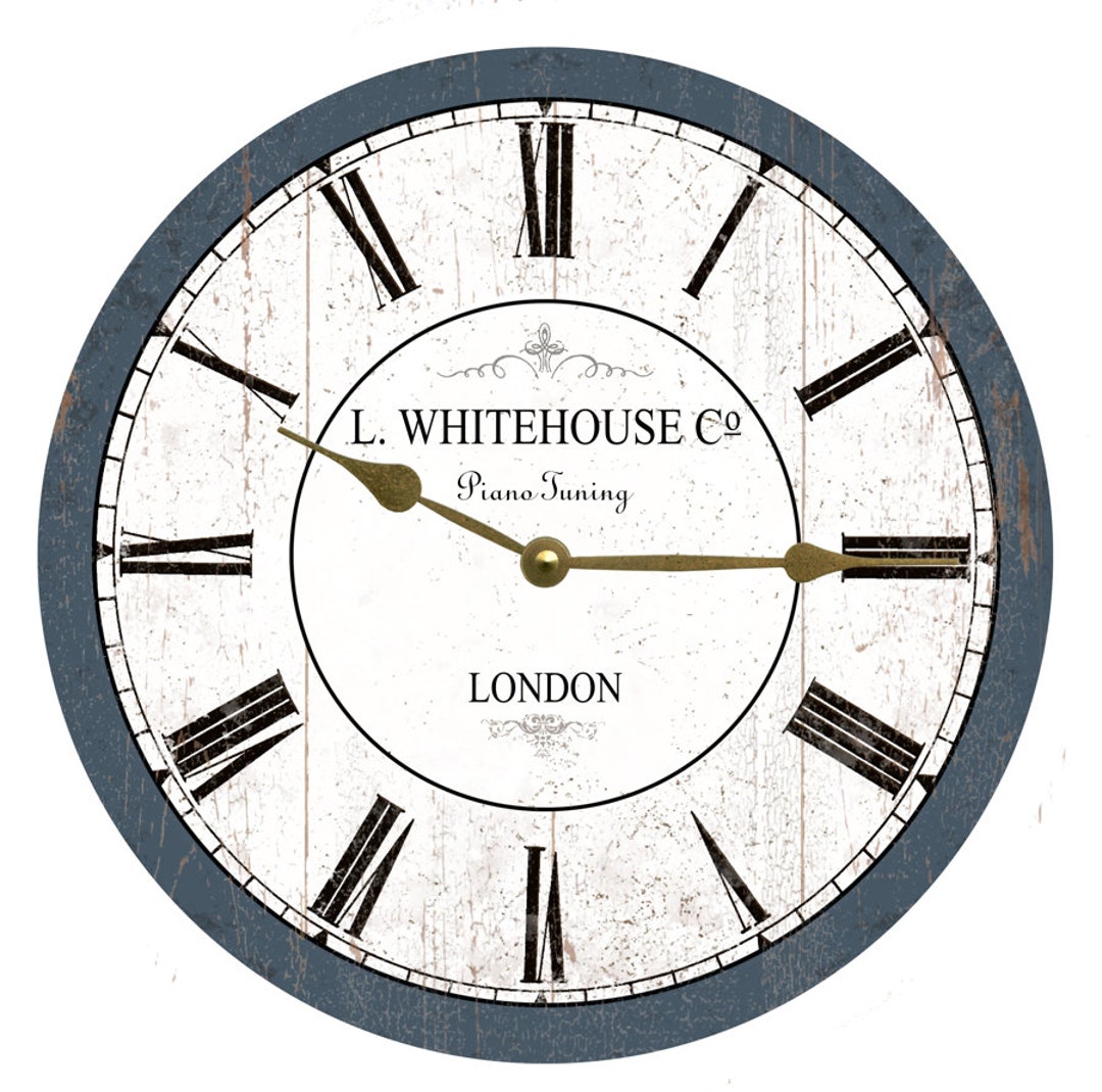 Rustic White and Blue London Clock - Etsy