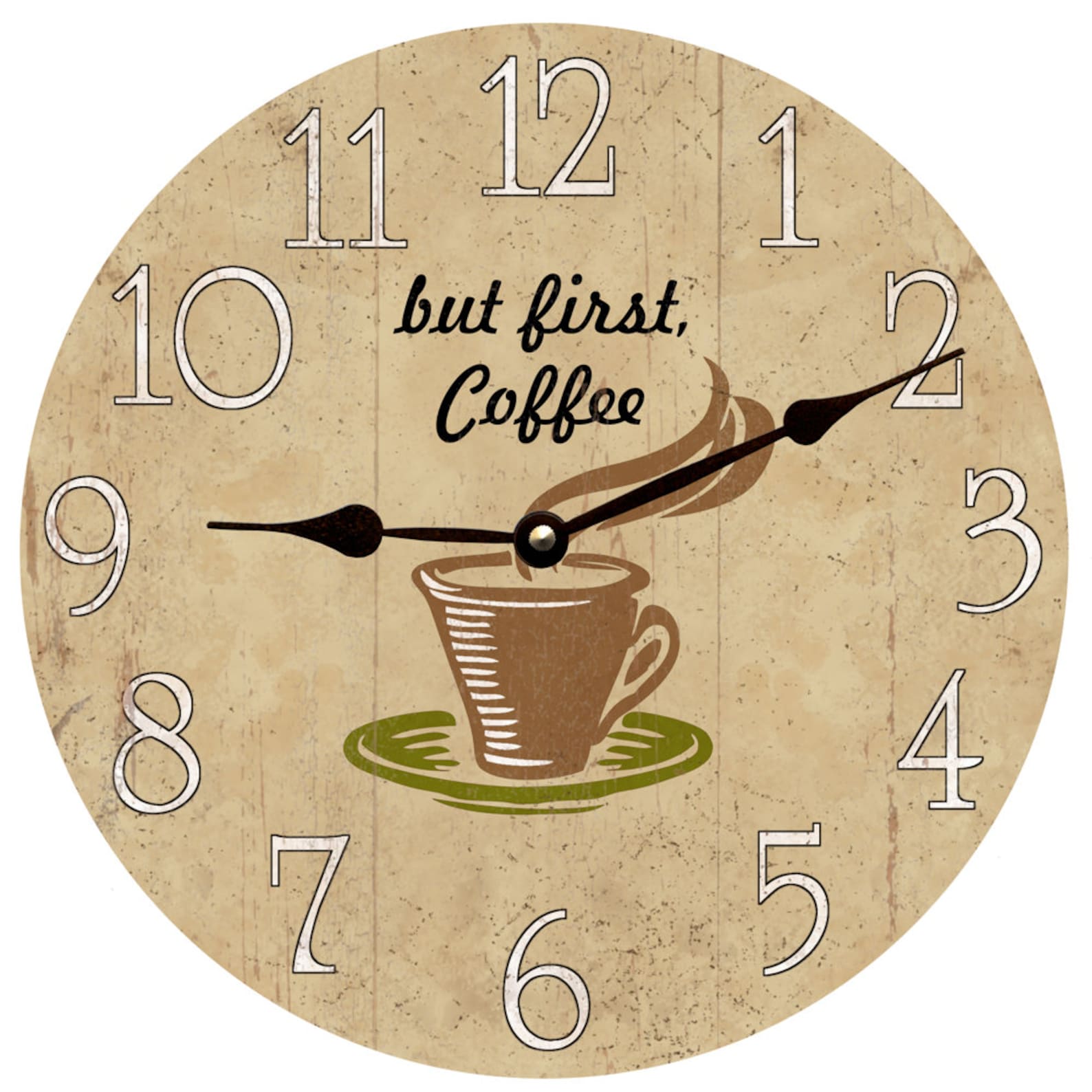 Coffee Clock-But First Coffee Clock-Rustic Coffee Clock | Etsy