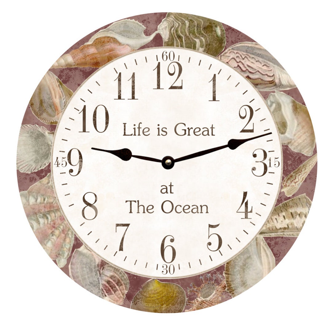 Custom Ocean Clock With Seashells – Personalized Beach Wall Clock - Etsy