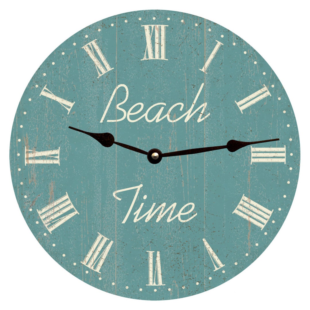 Teal Beach Time Clock- Teal Blue Wall Clock- Classic Beach Clock - Etsy