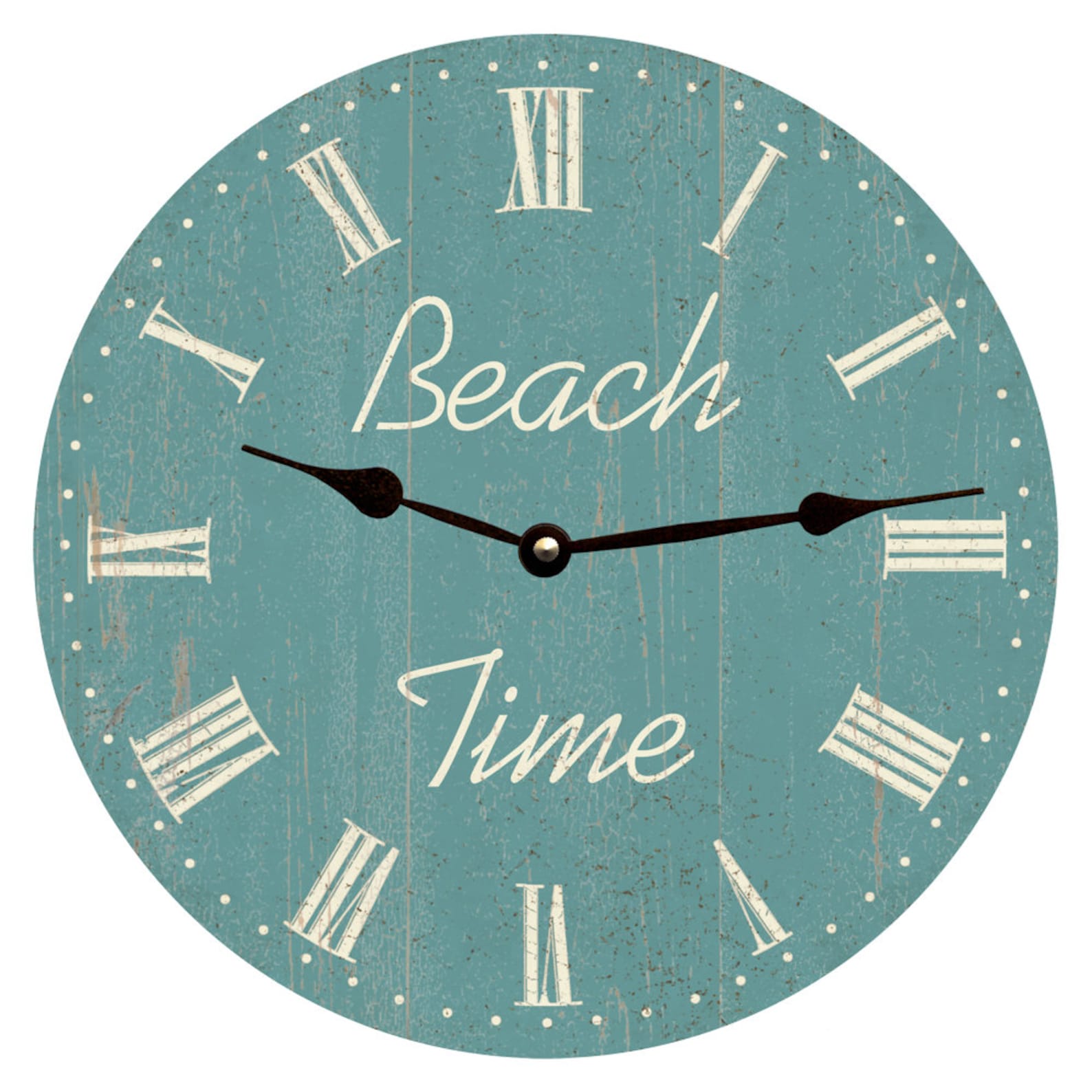 Teal Beach Time Clock Teal Blue Wall Clock Classic Beach - Etsy
