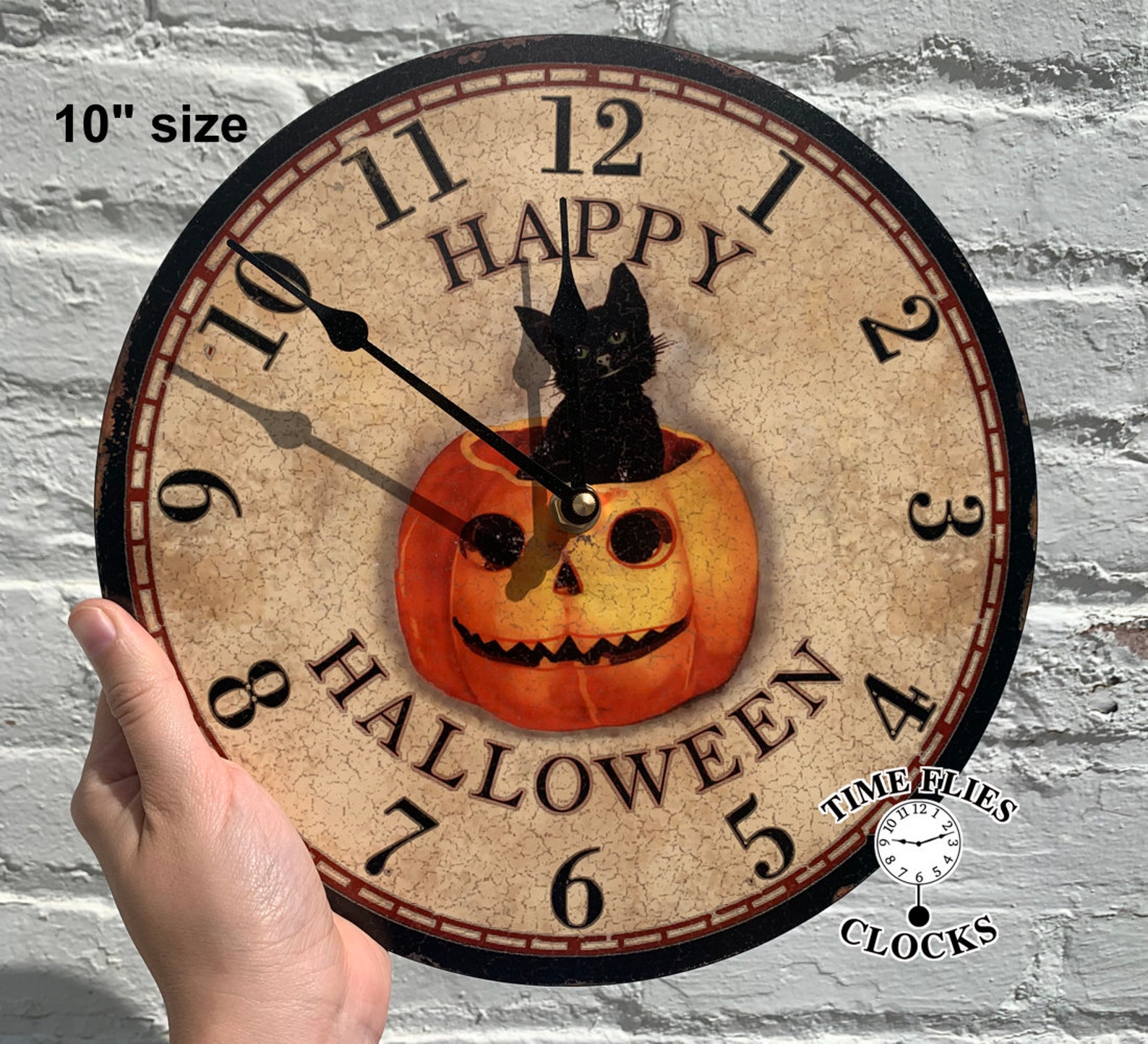 Happy Halloween Wall Clock- Orange and Black Halloween Clock - Etsy