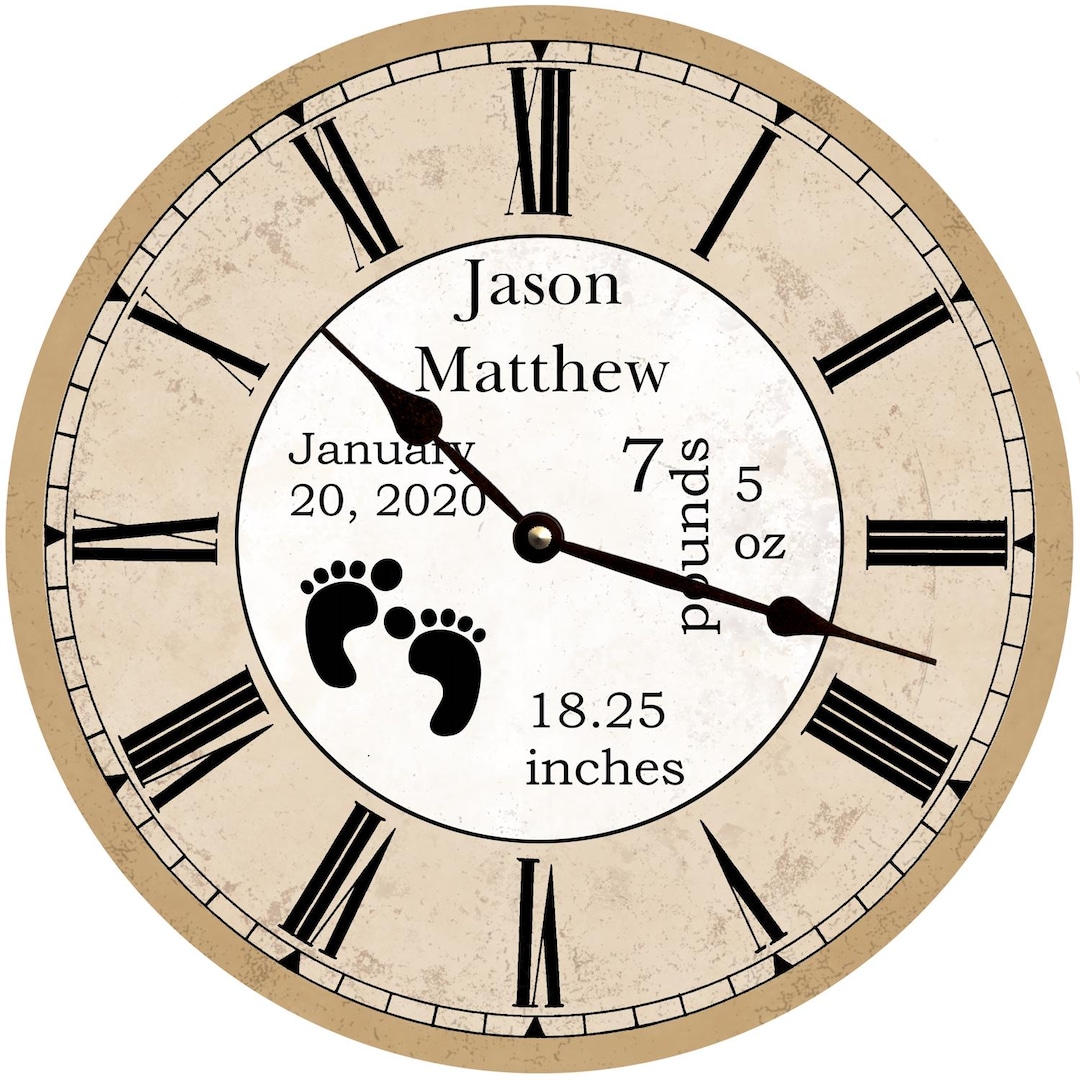 Unique Baby Announcement Clock – Custom Birth Details - Etsy