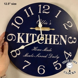 Blue Kitchen Clock- Personalized Clock - Etsy