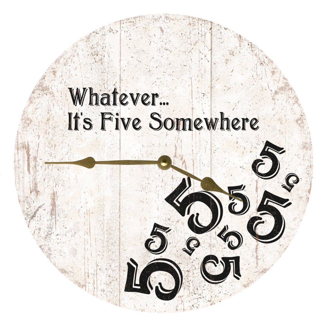 Five O'clock Somewhere Clock- Black and White 5 O'clock Wall Clock - Etsy