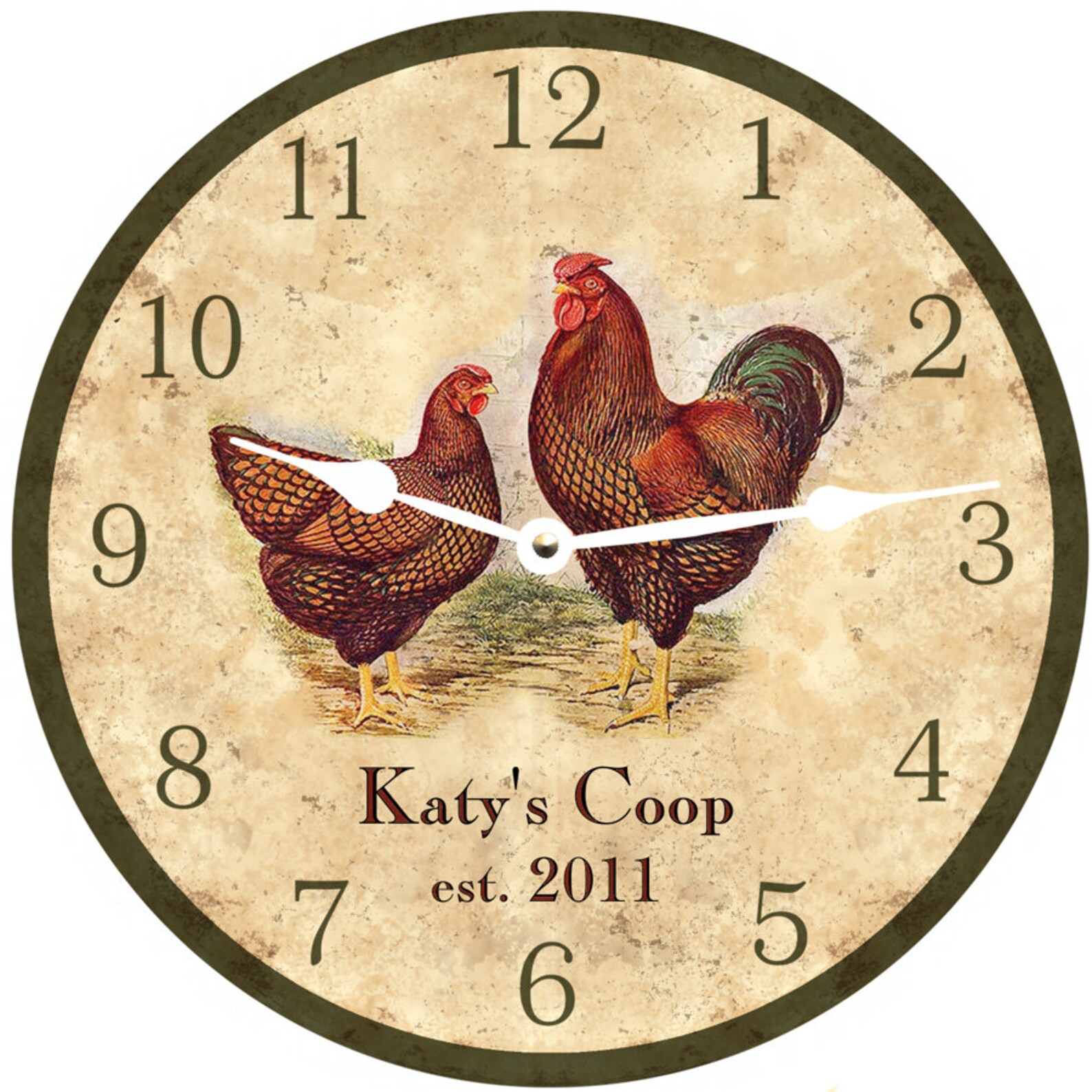 Chicken Clock Personalized Chicken and Rooster Clock - Etsy
