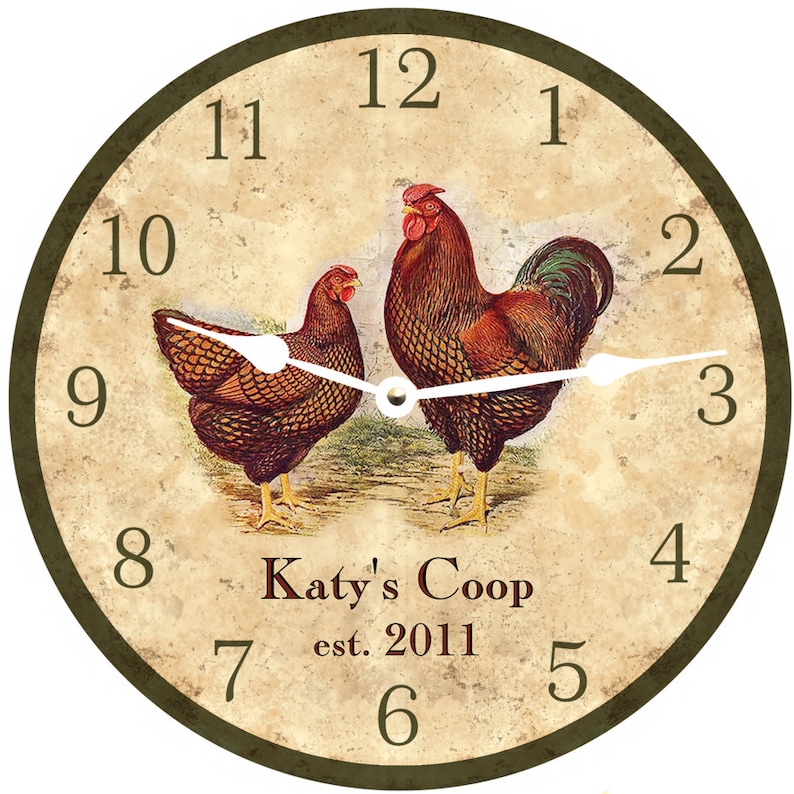 Chicken Clock Personalized Chicken and Rooster Clock - Etsy