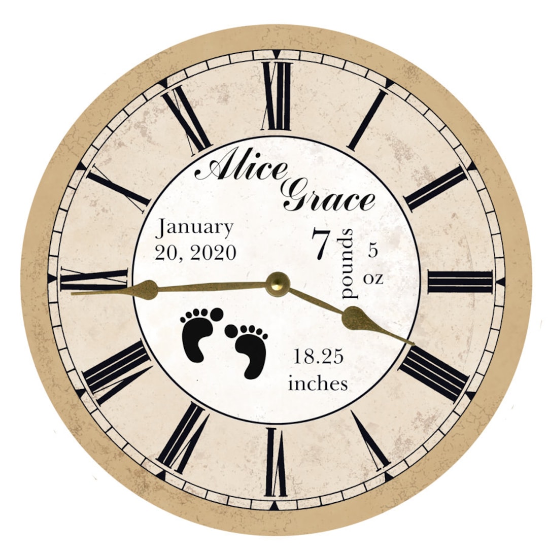 Unique Baby Announcement Clock Custom Birth Details - Etsy
