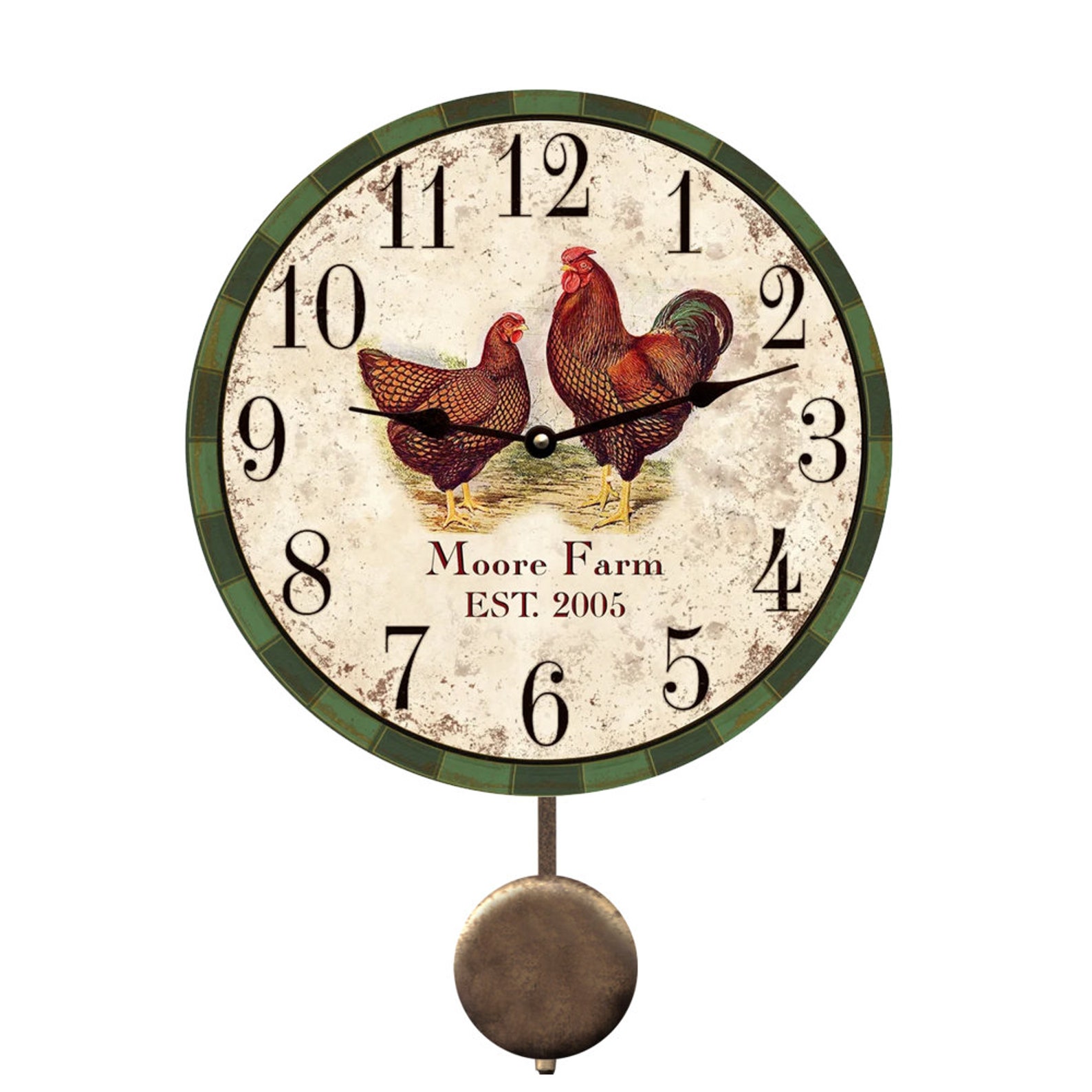 Personalized Rooster Clock Chicken and Rooster Clock - Etsy