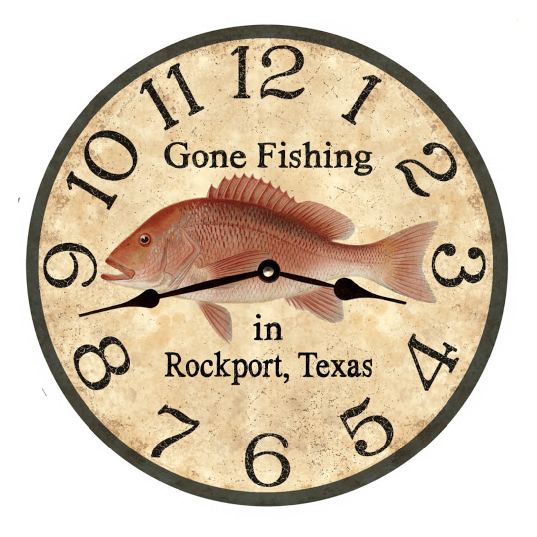 Personalized Fishing Wall Clock- Red Snapper Fish Clock- Ocean Fishing ...