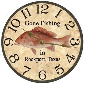 Personalized Fishing Wall Clock- Red Snapper Fish Clock- Ocean Fishing ...