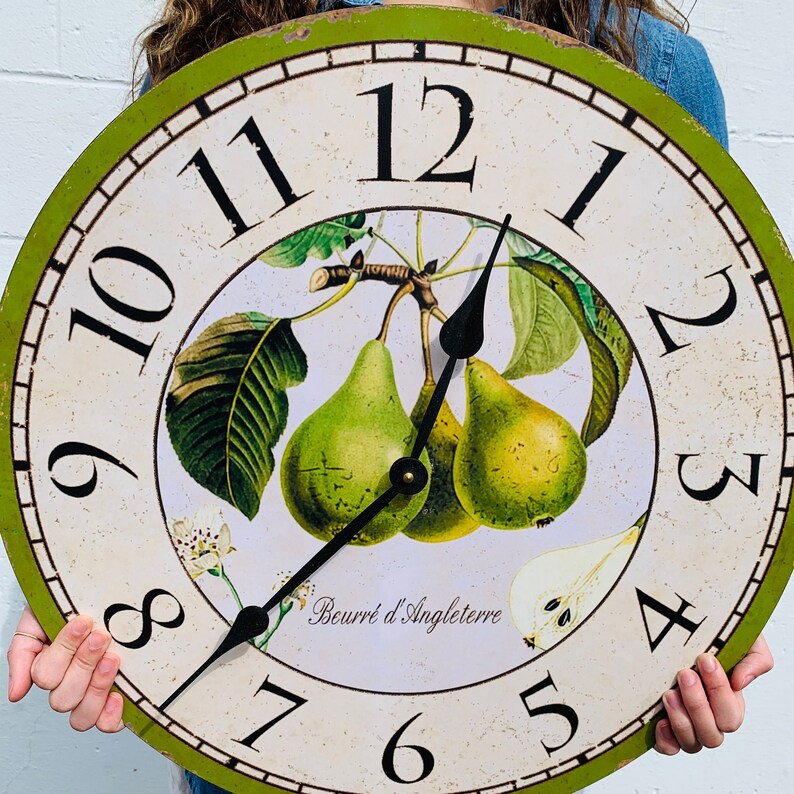 Green Pears Clock French Pears Clock - Etsy