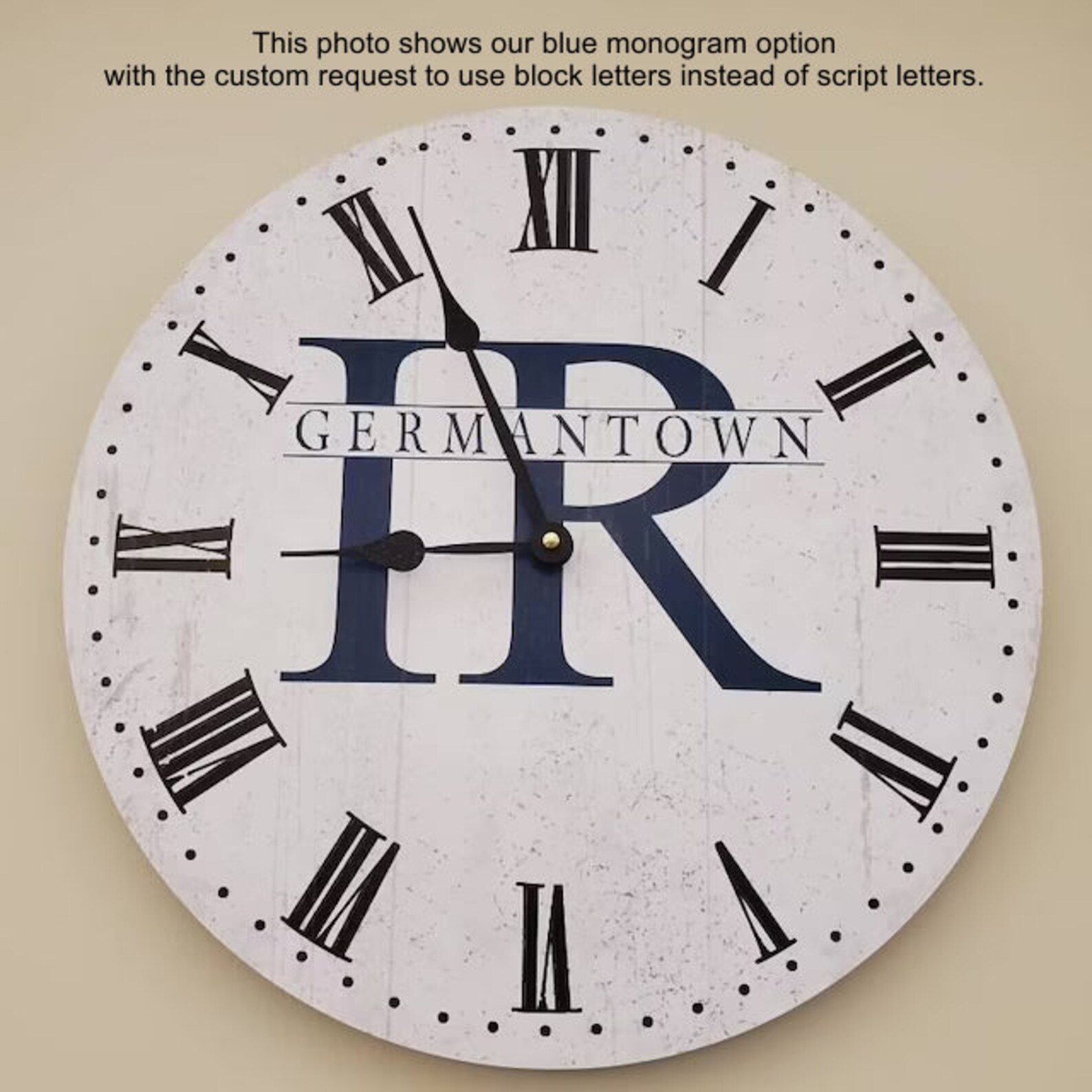 Monogram Clock Personalized Monogram Clock White Monogram - Etsy