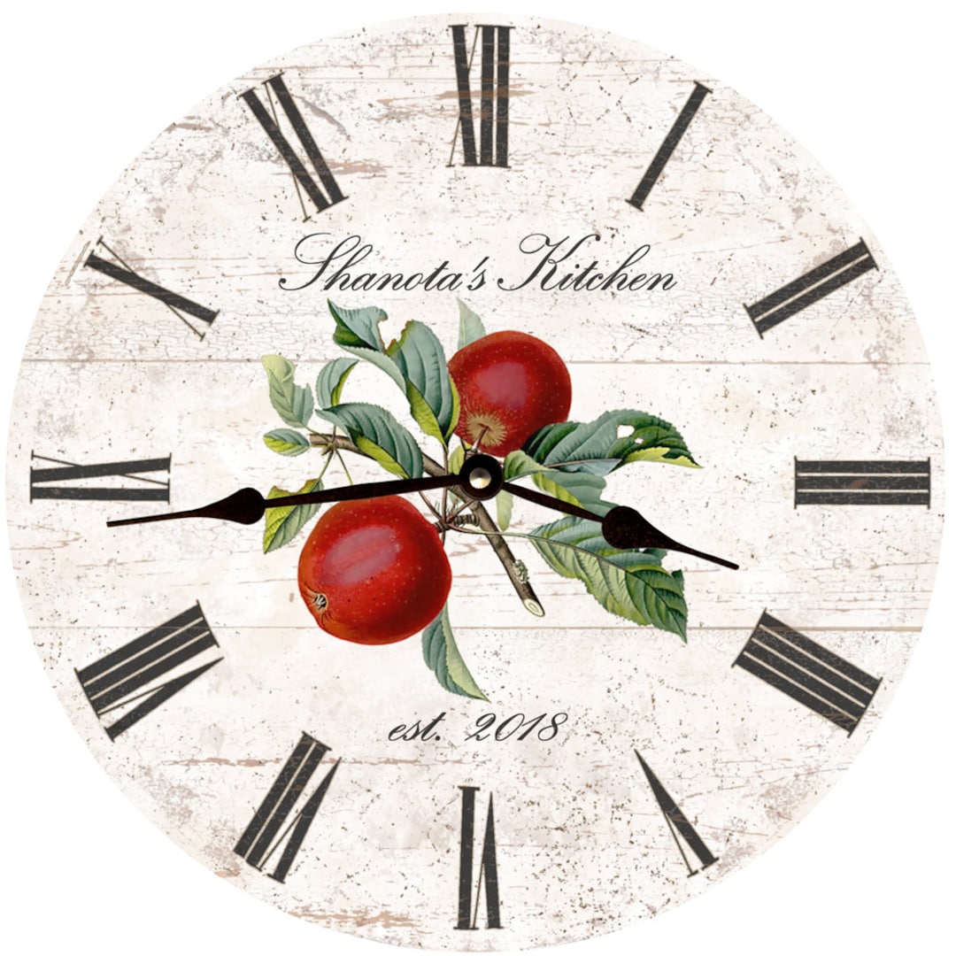 Personalized Apple Kitchen Clock - Etsy